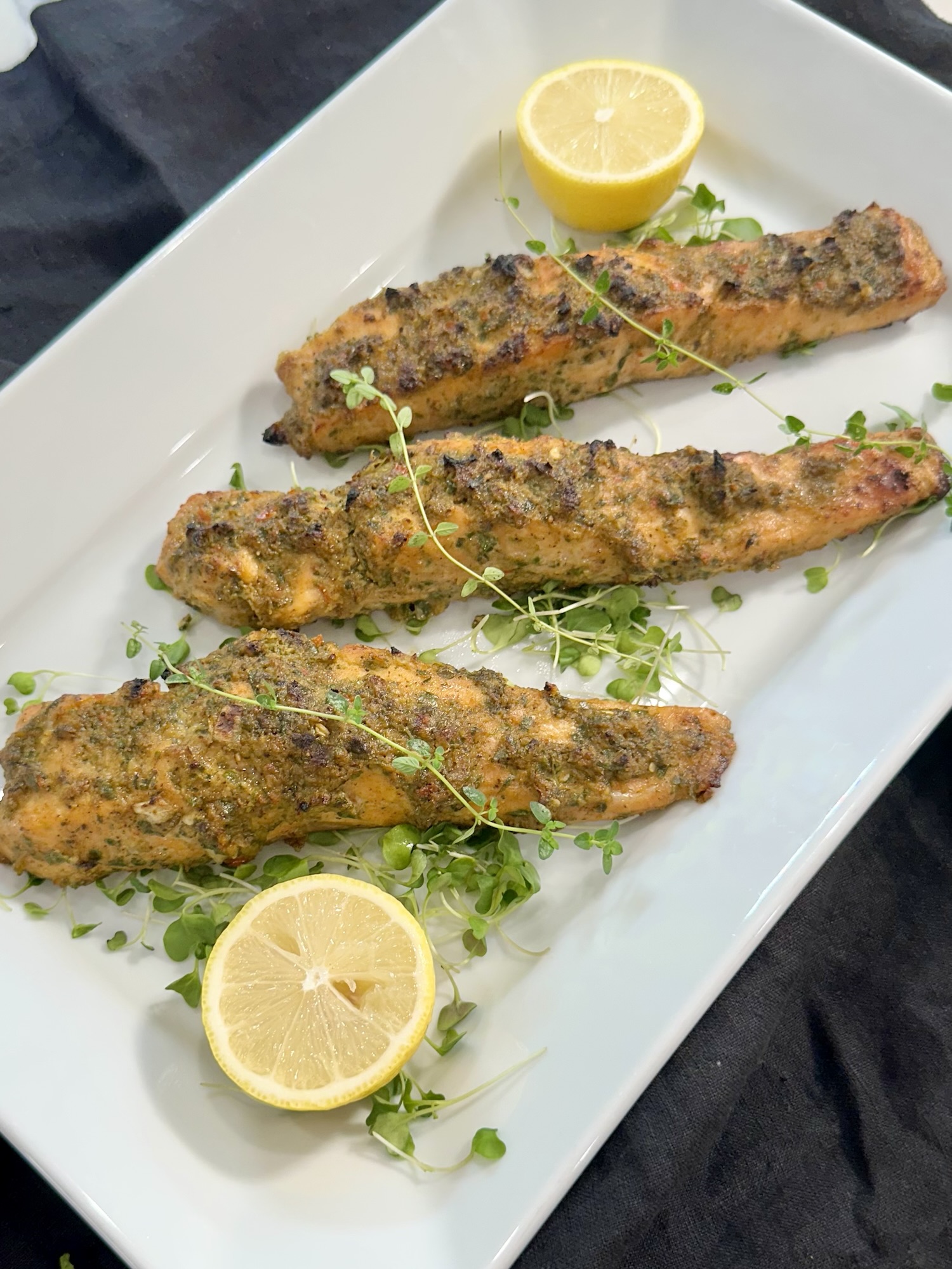 Easy Marinated Broiled Salmon - JulietKitchen.com